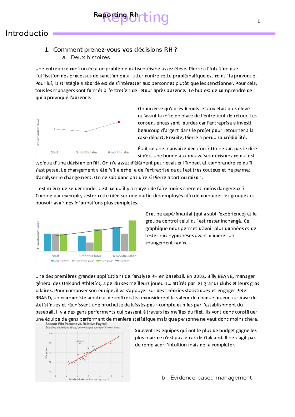 Note de cours - 1 1. Comment prenez-vous vos décisions RH? a. Deux ...