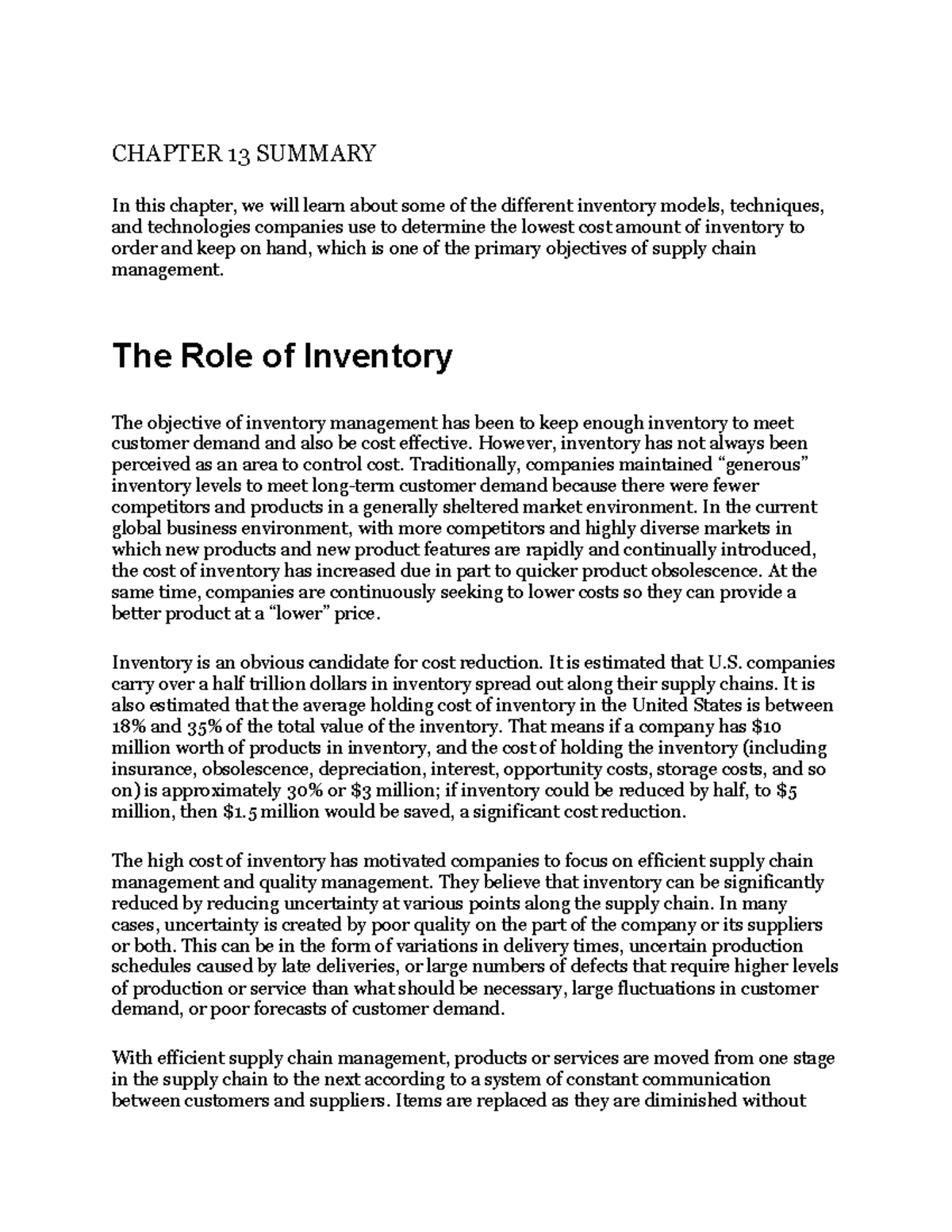 MT435 Chapter 13 - Operations and Supply Chain Management - CHAPTER 13 ...