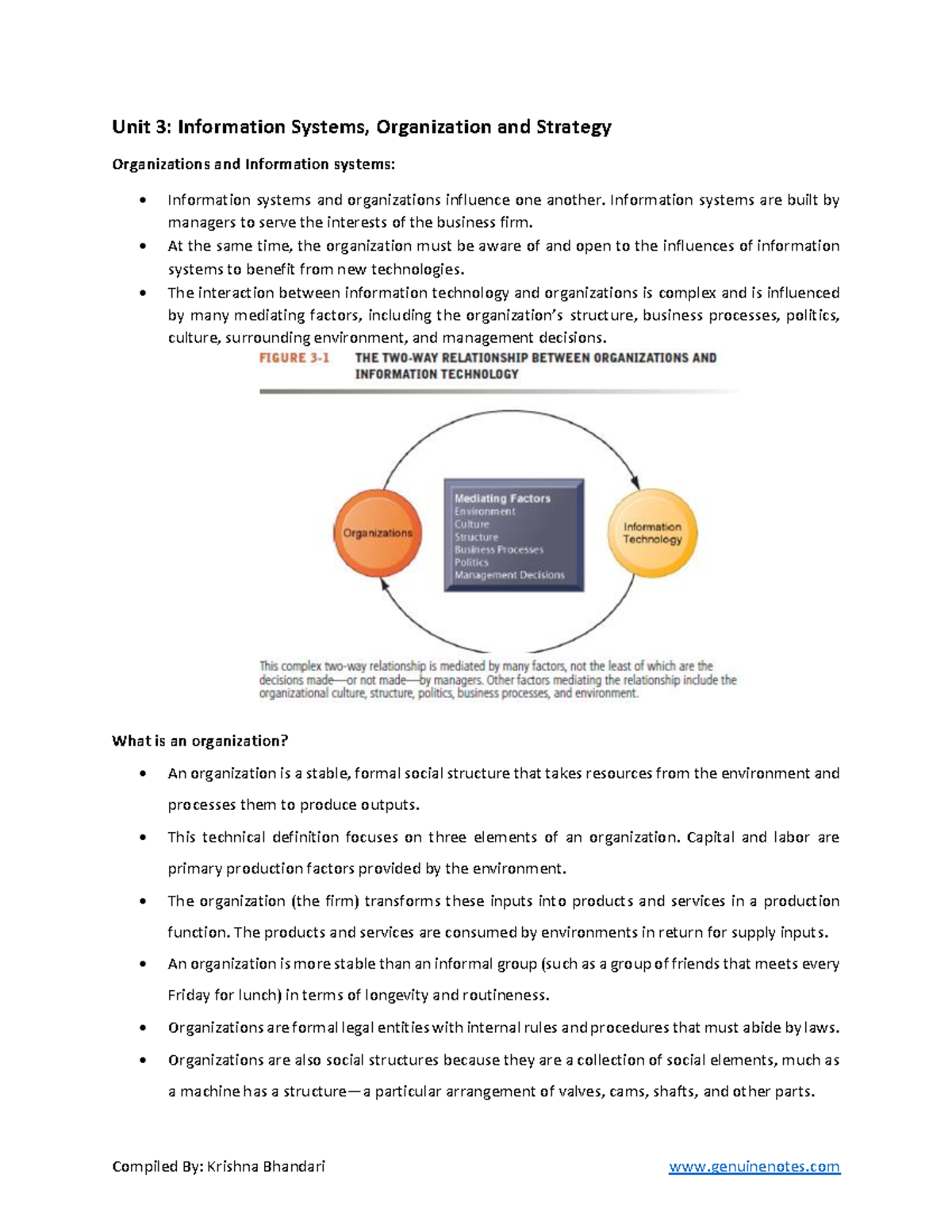 Unit 3 Information Systems Organizations and Strategy 2 - Unit 3 ...