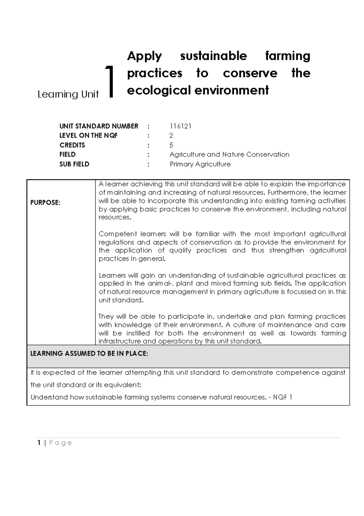 Apply sustainable farming practices to conserve the ecological ...