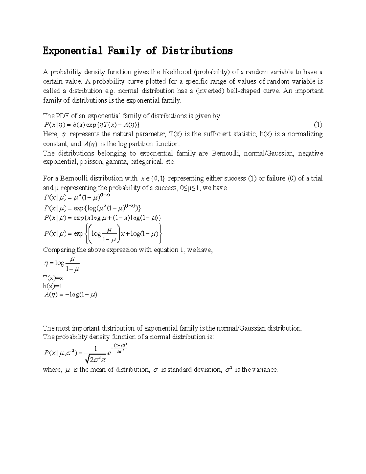 3. Generative Algorithms - Exponential Family of Distributions A probability density function ...