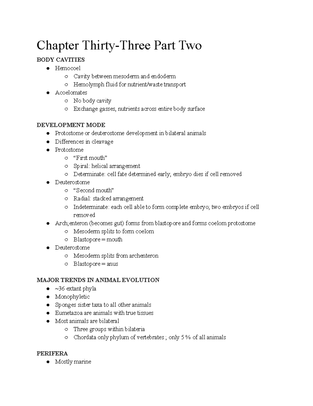 BI 212 Chapter 33 Notes Part Two - Chapter Thirty-Three Part Two BODY ...