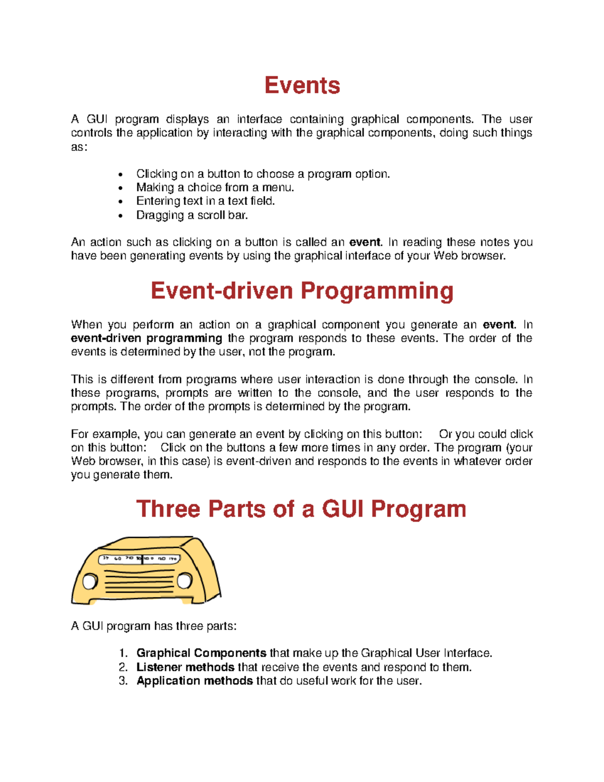 GUI ( extra Notes )-pdf - csc435 - Events A GUI program displays an ...