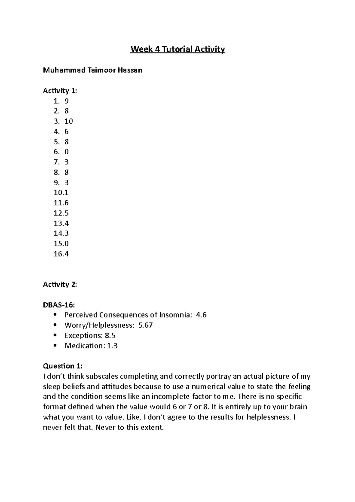 Week 4 Tutorial Activity - Week 4 Tutorial Activity Muhammad Taimoor ...