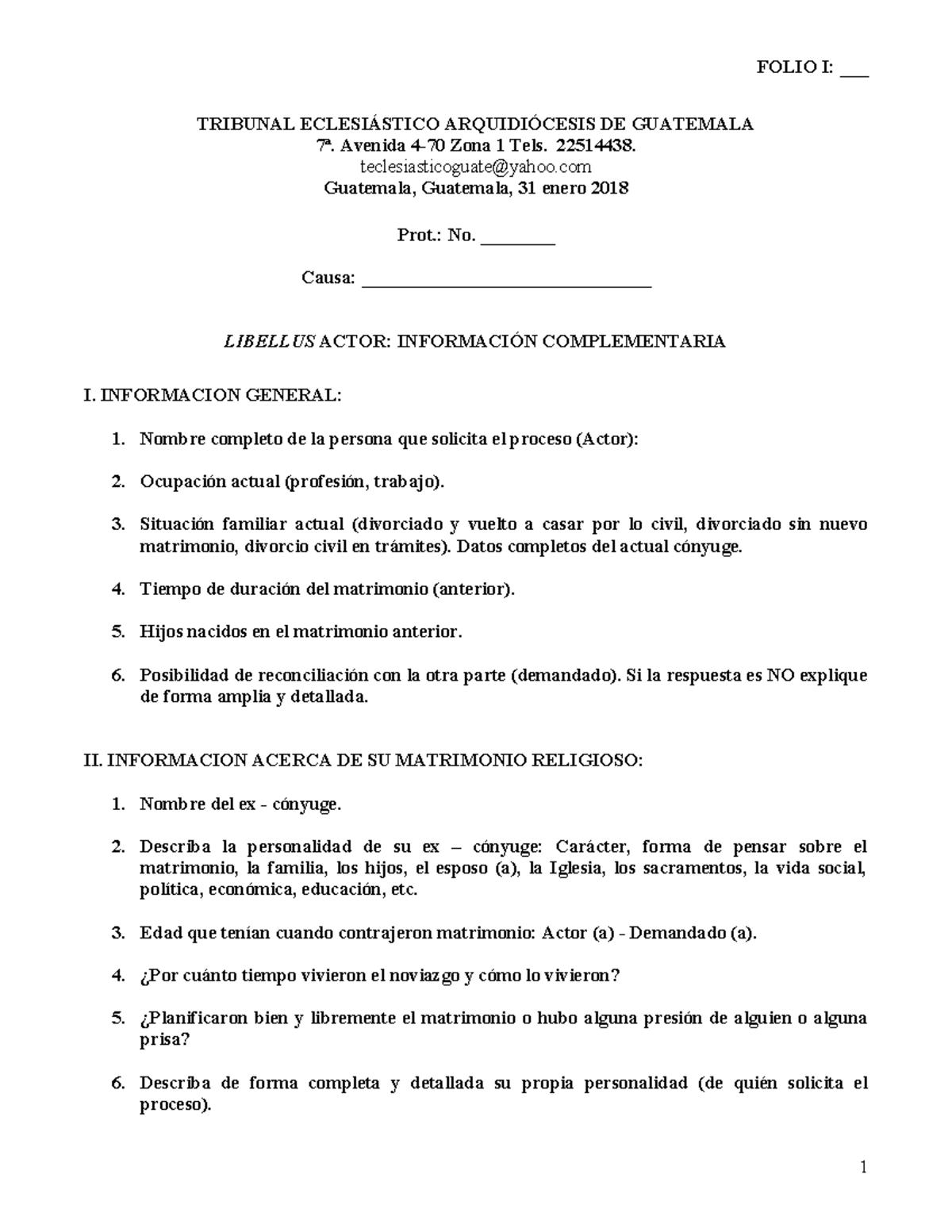 2 Adjuntopeticion - Traea asignada - FOLIO I: ___ TRIBUNAL ECLESIÁSTICO ...