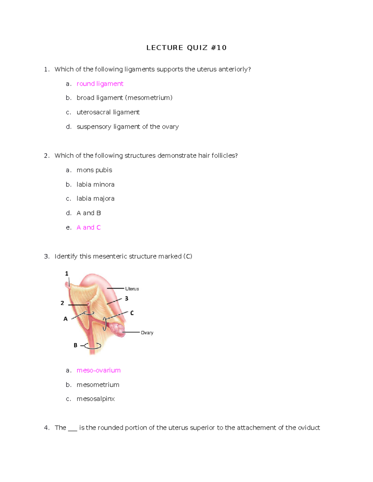 Lecture Quiz 10 - LECTURE QUIZ #10 1. Which a. b. c. d. of the ...