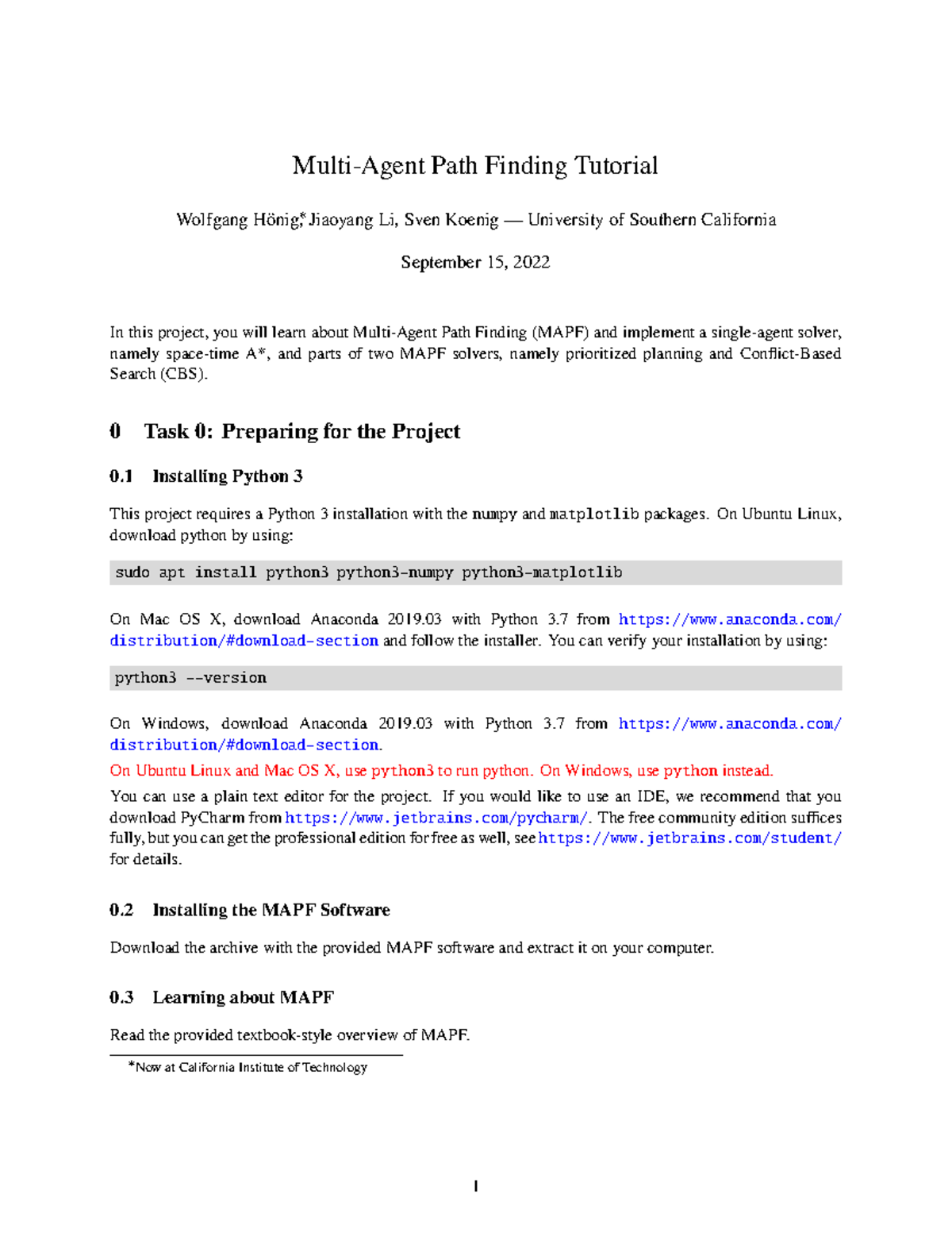 Tutorial Of Provided Mapf Model Multi Agent Path Finding Tutorial Wolfgang Hönig∗ Jiaoyang Li