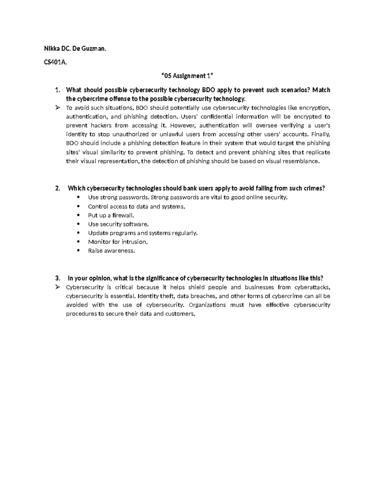 05 Assignment 1 - Summary Computer Science - Nikka DC. De Guzman ...