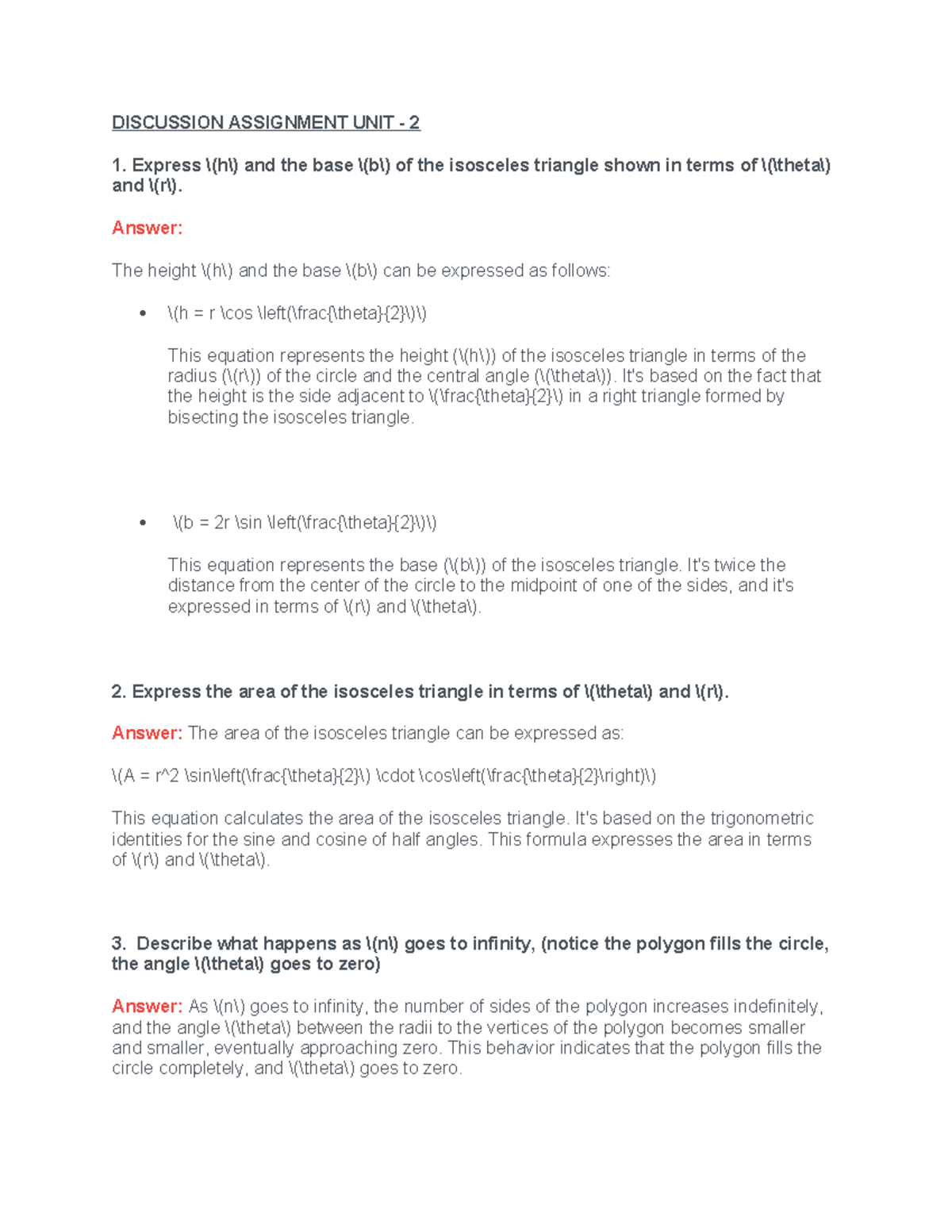 Discussion Assignment UNIT - DISCUSSION ASSIGNMENT UNIT - 2 1. Express ...