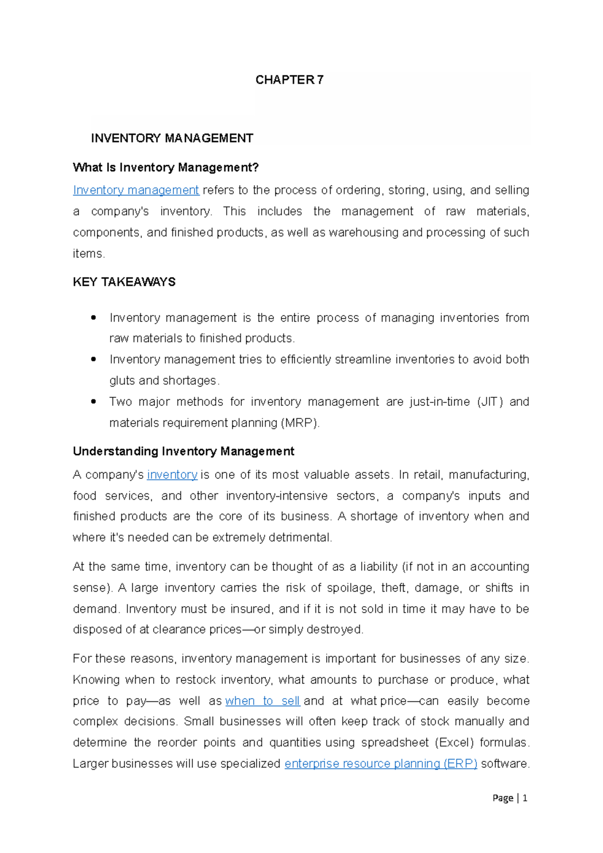 Module- Final FOR SCM - CHAPTER 7 INVENTORY MANAGEMENT What Is ...