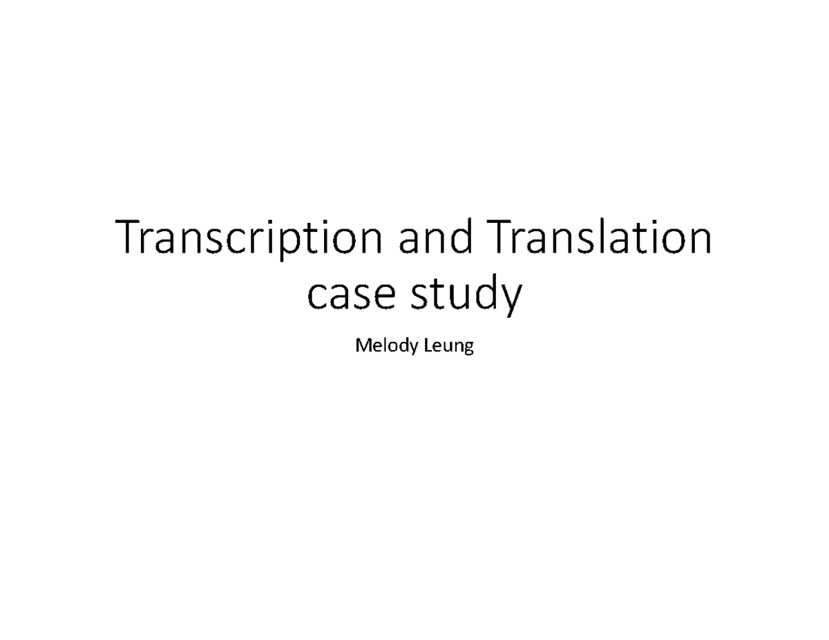 1 Transcription and Translation tutorial - Transcription and ...