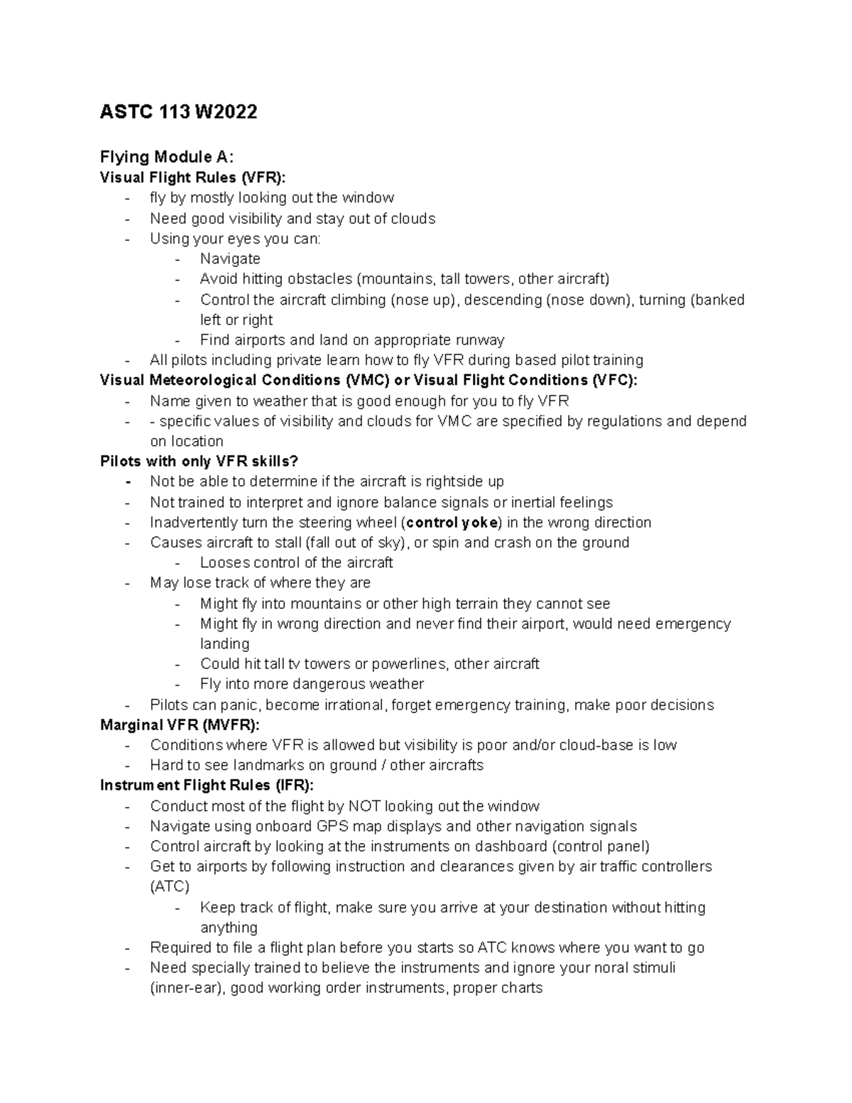 Visual Flight Rules (VFR) and Instrument Flight Rules (IFR) in Aviation ...