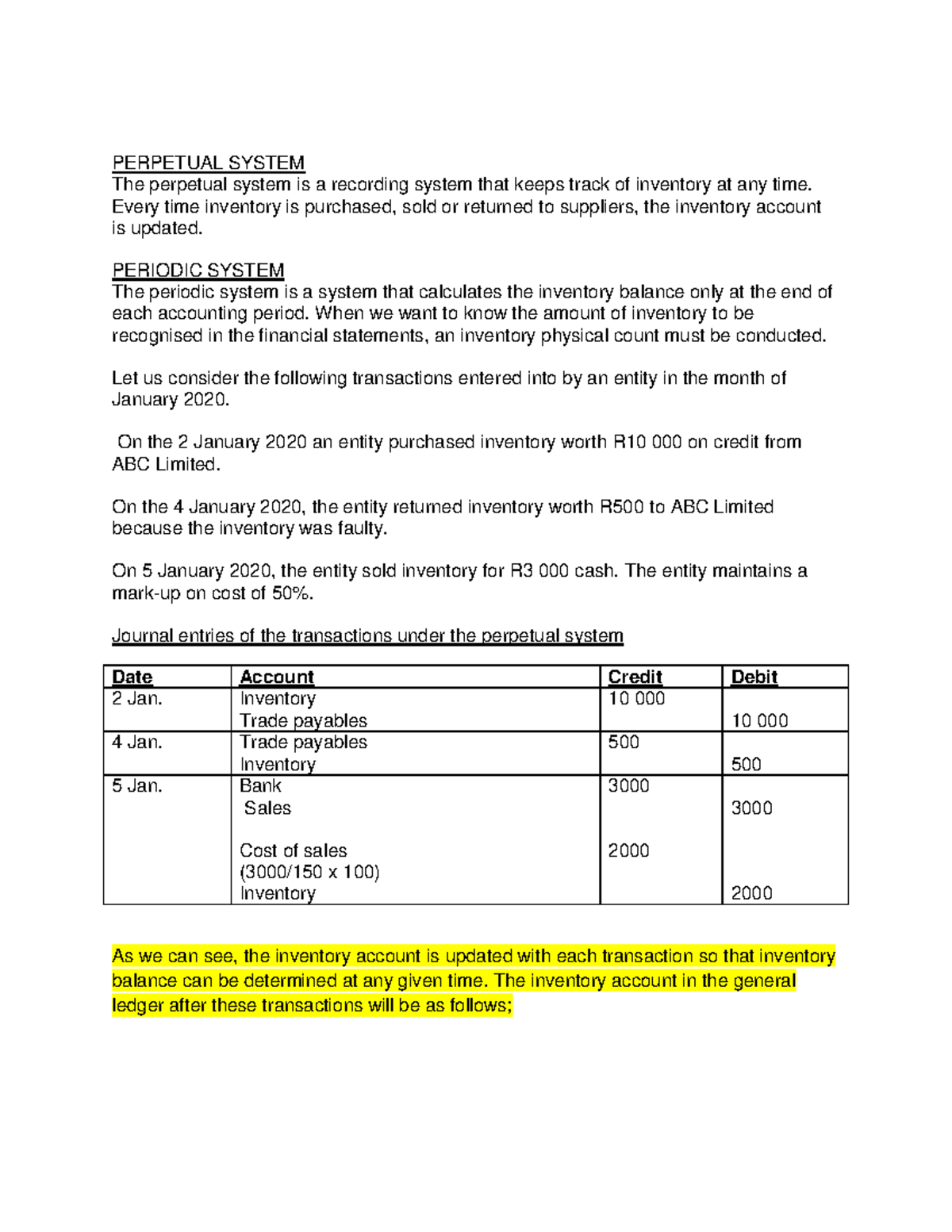 Perpetual V Periodic recording systems - PERPETUAL SYSTEM The perpetual ...