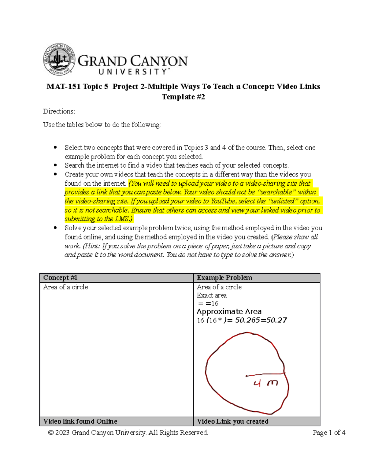 MAT-151-T5-Project 2-Multiple Ways To Teach a Concept Video Links ...