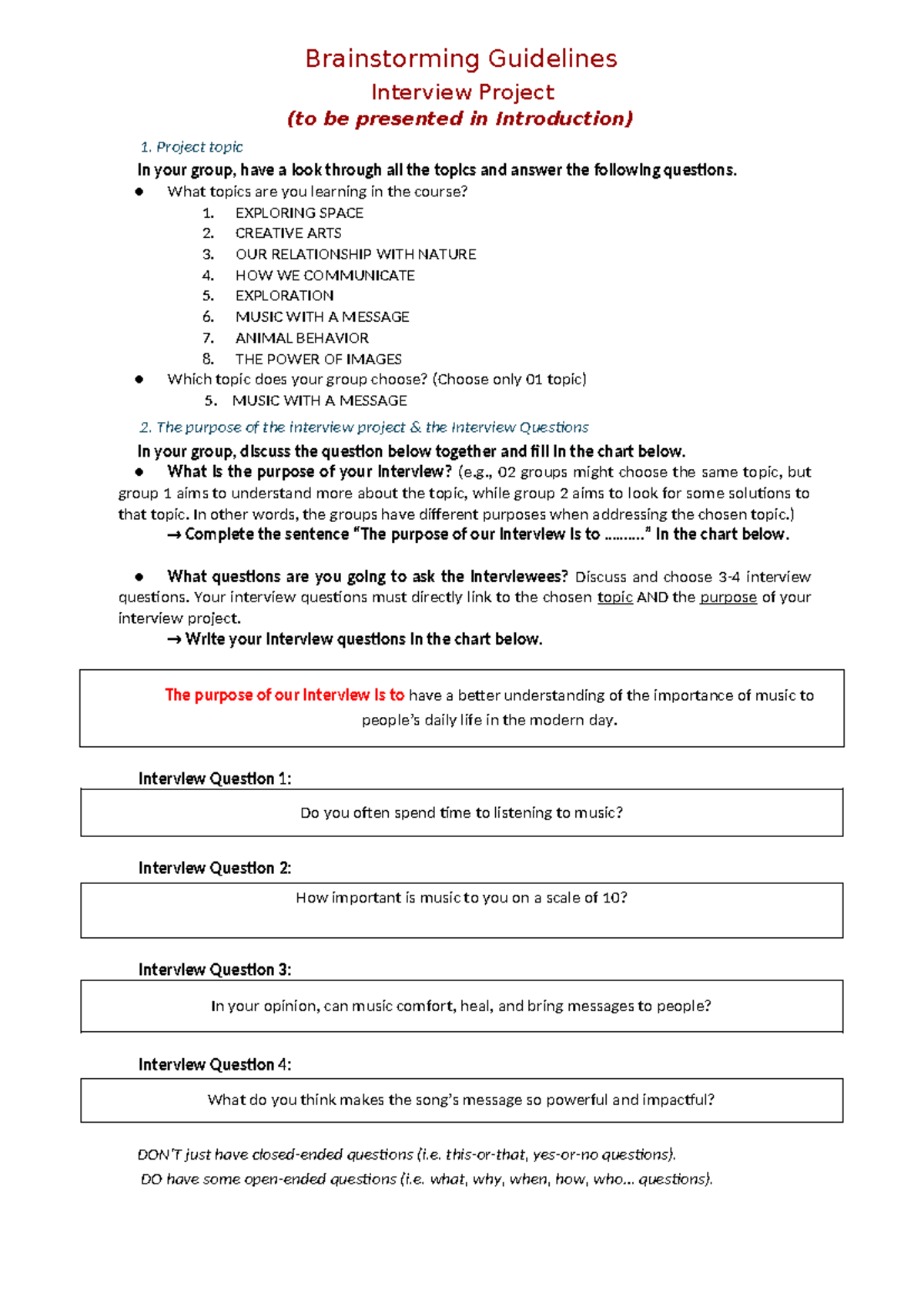 Brainstorming-Questions - Brainstorming Guidelines Interview Project ...