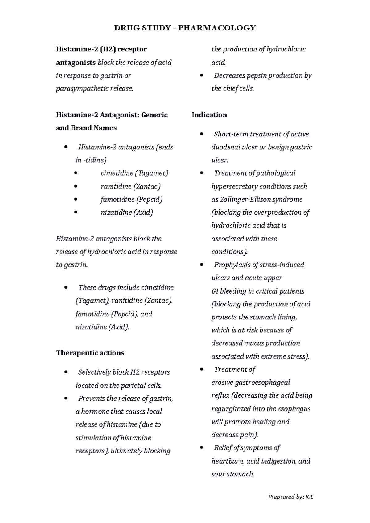 Histamine-2 Antagonist - DRUG Study - Histamine-2 (H2) receptor ...
