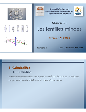 Physique cours Optique S2 Séance 6 - Dioptres plan et sphérique Pr ...