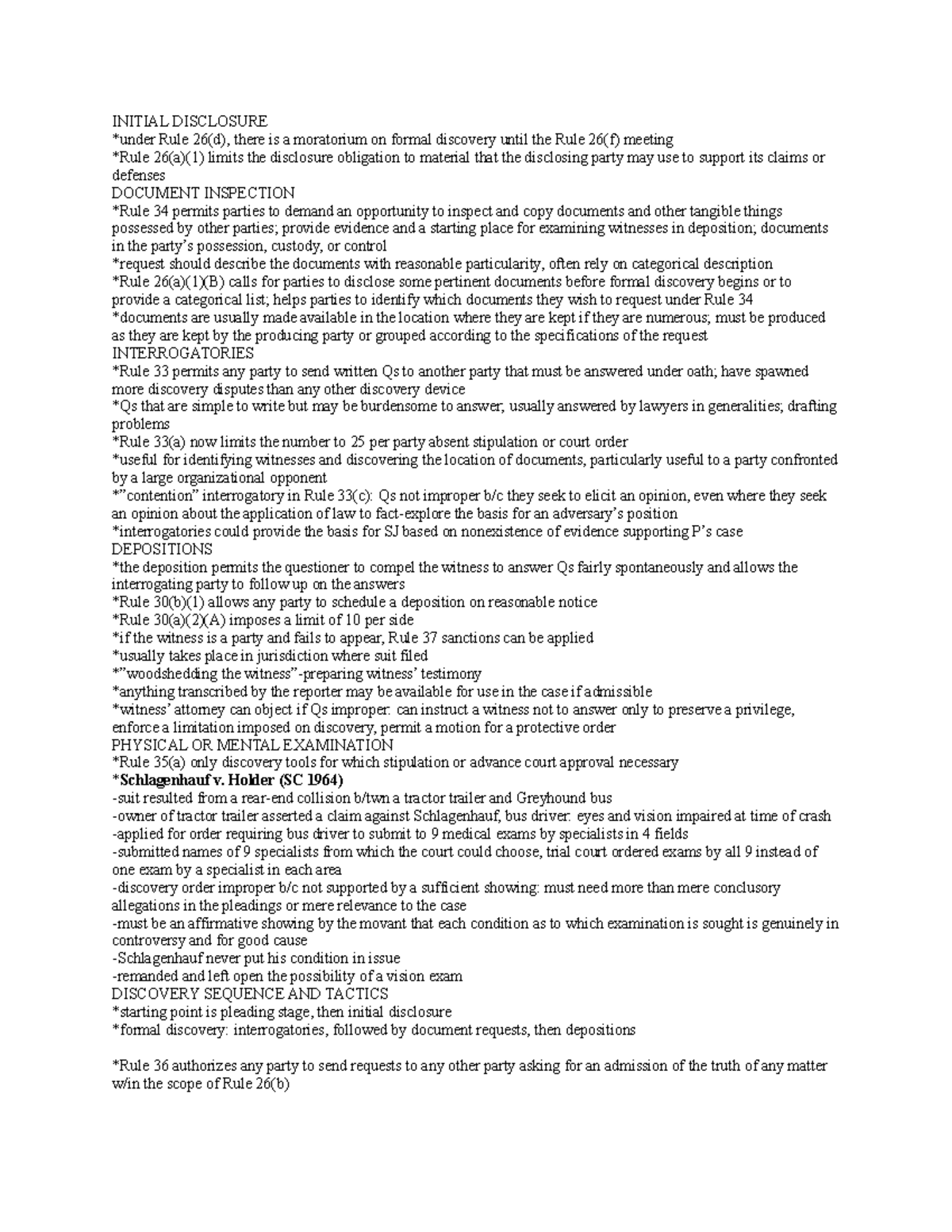 Civil Procedure - Prof Butler - INITIAL DISCLOSURE *under Rule 26(d ...