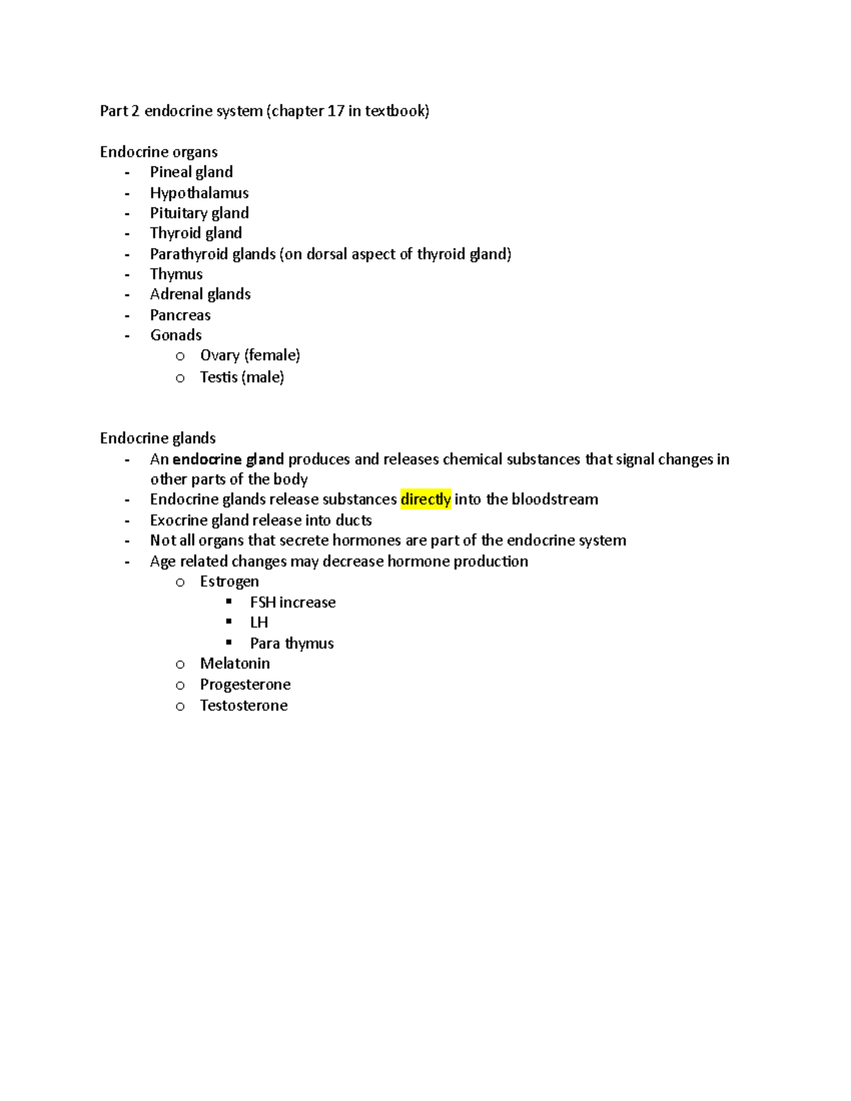 Module 1b Endocrine System - Part 2 endocrine system (chapter 17 in ...