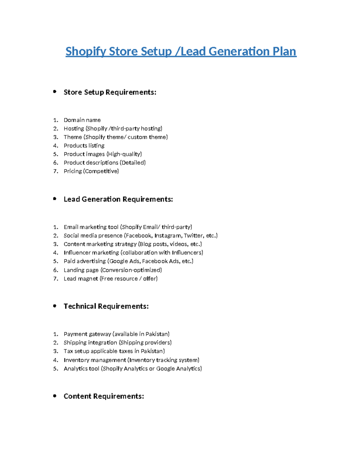 Shopify setup plan - Good strategy - Shopify Store Setup /Lead ...