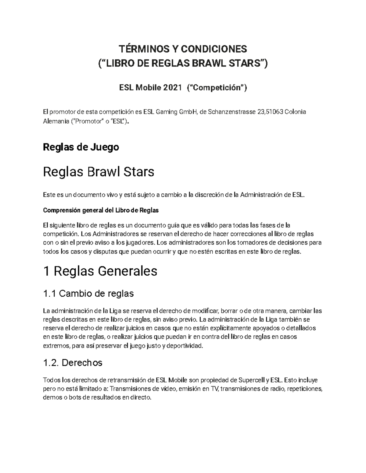 Brawl Stars ESLMobile Rulebook Spanish - TÉRMINOS Y CONDICIONES (“LIBRO ...
