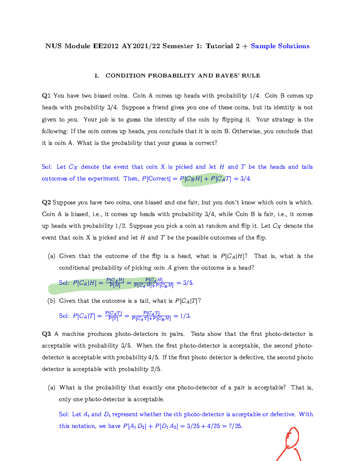 EE2012 Tutorial 2 Solutions - NUS Module EE2012 AY2021/22 Semester 1: Tutorial 2 + Sample ...