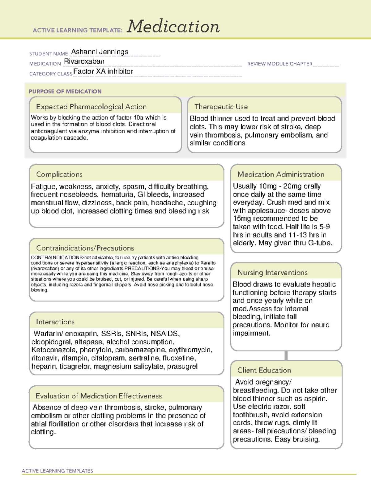 Medication Template 5 - med sheet - ACTIVE LEARNING TEMPLATES ...