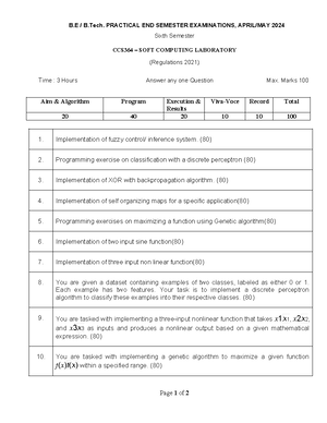 Soft Computing Lab Manual - DEPARTMENT OF ARTIFICIAL INTELLIGENCE AND DATA SCIENCE CCS364 – SOFT ...