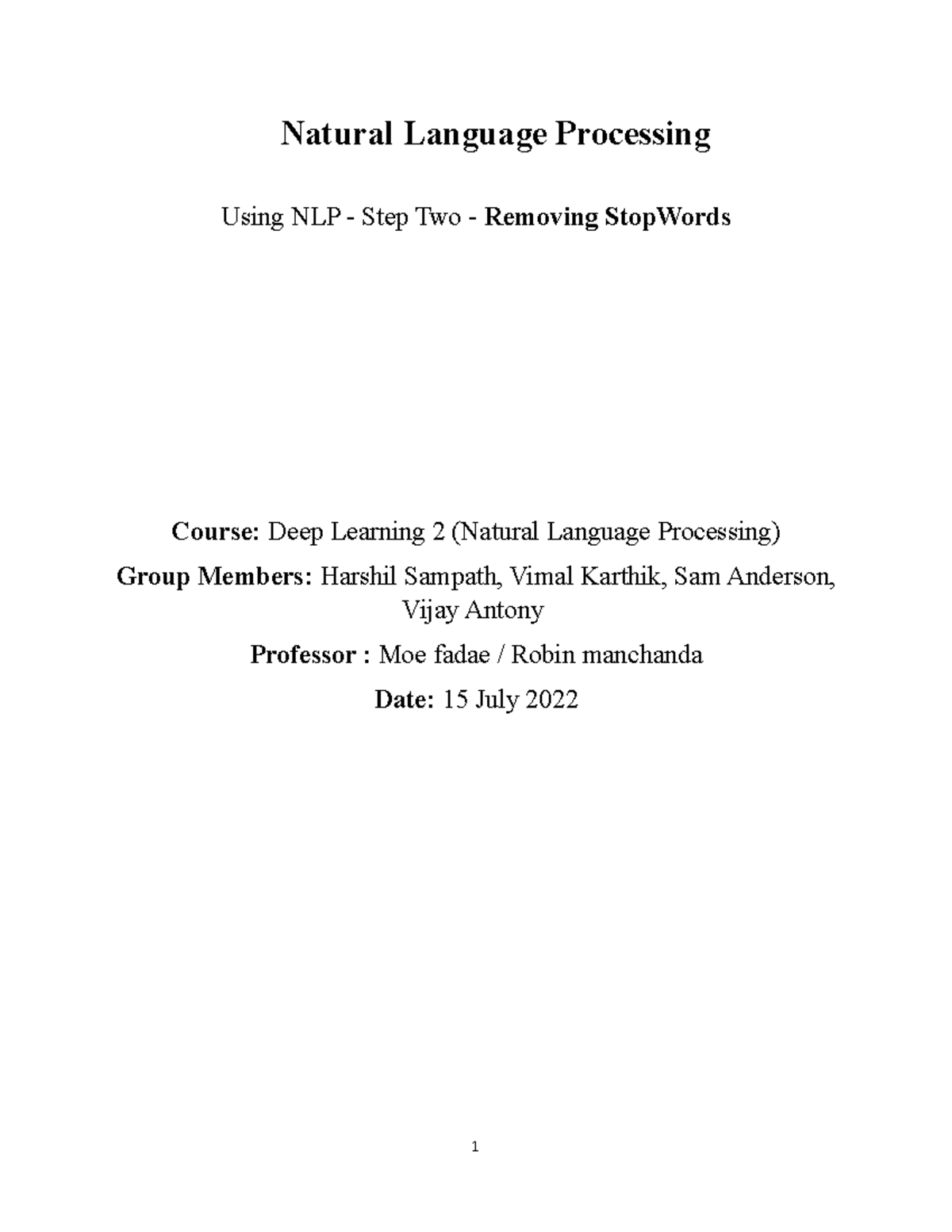 Group Study 2.2 - Steps in creating NLP Model - Step Two - Stop words ...