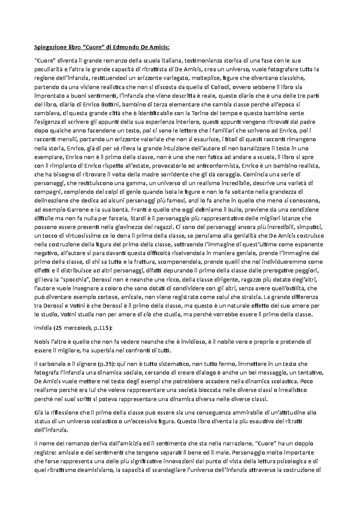 Spiegazione libro Cuore - Spiegazione libro “Cuore” di Edmondo De ...