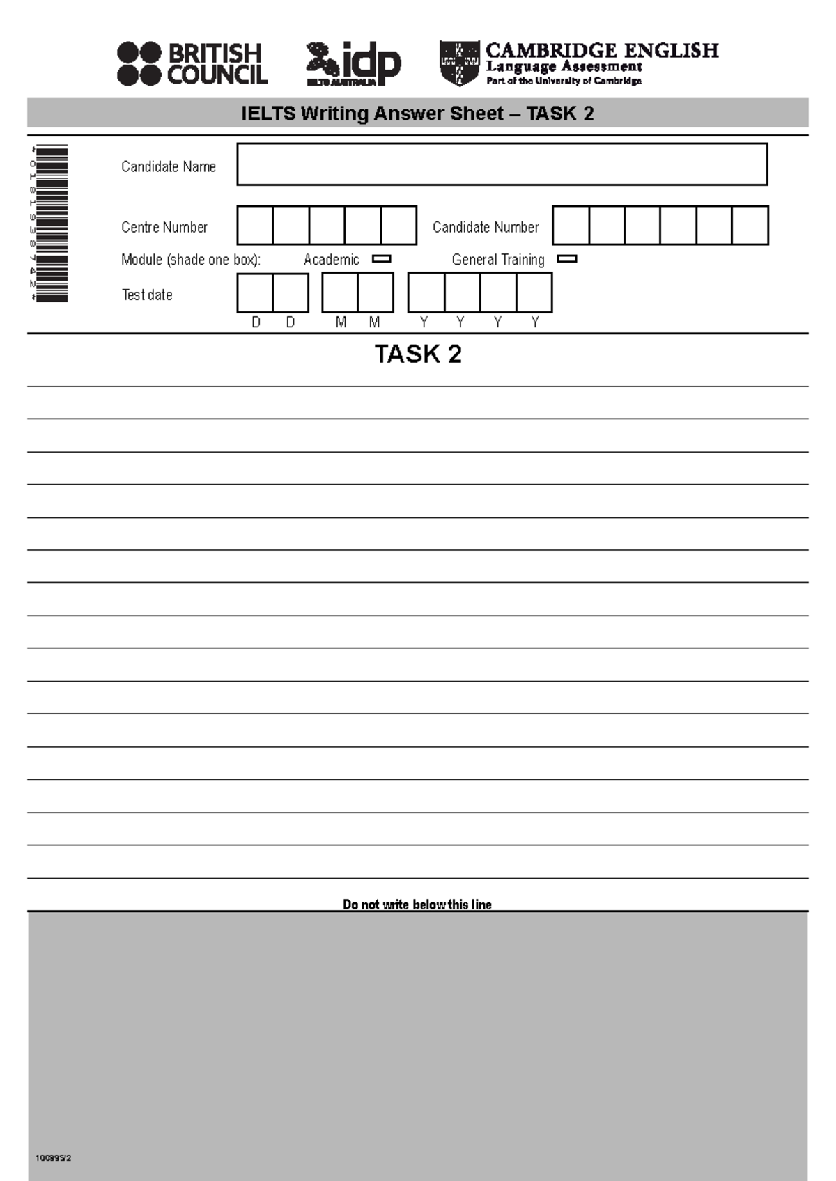 Ielts Answer sheet Task 2 - Essential English For Business I - IELTS ...
