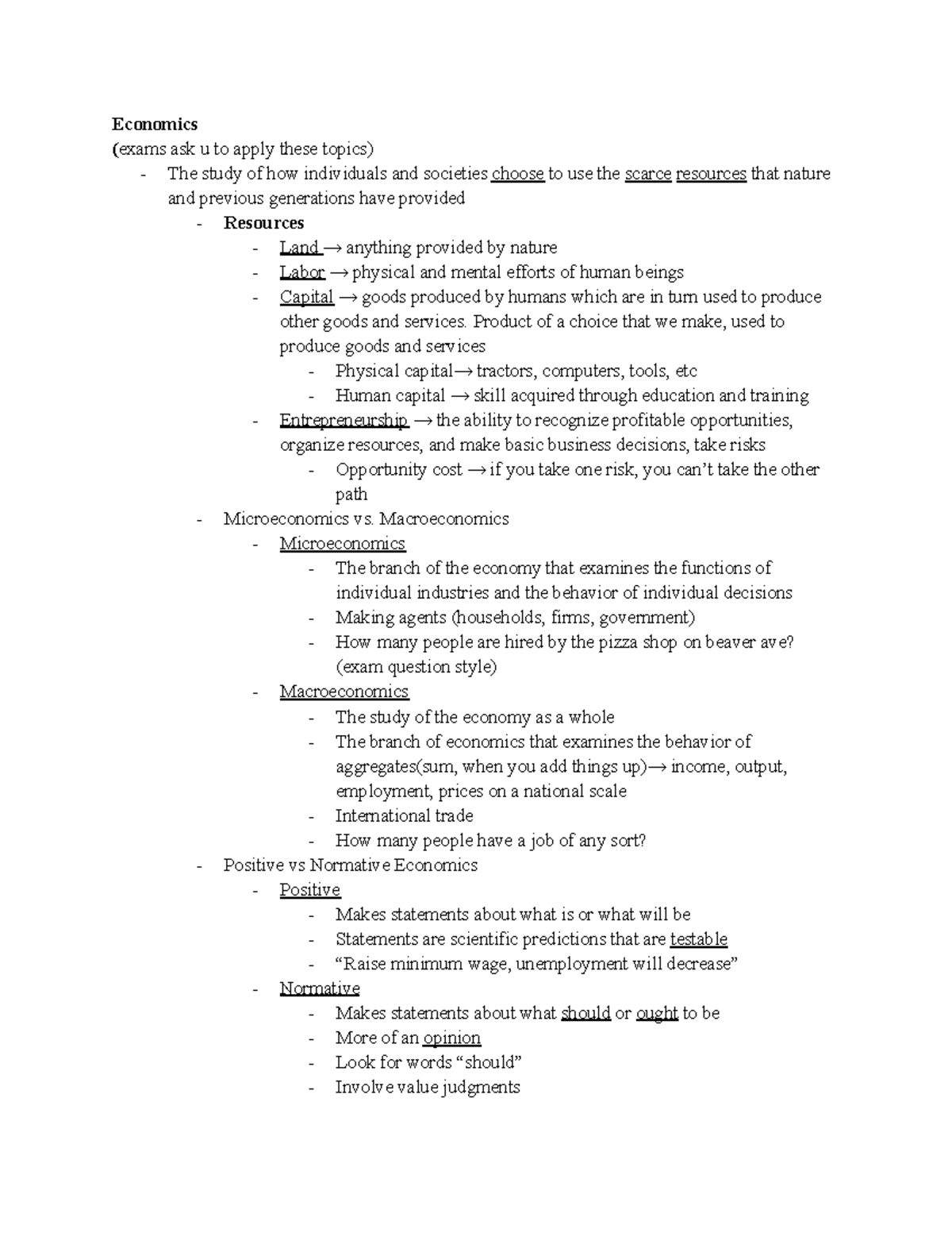 Econ 102 - econ 102 notes penn state mcleod - Economics (exams ask u to ...