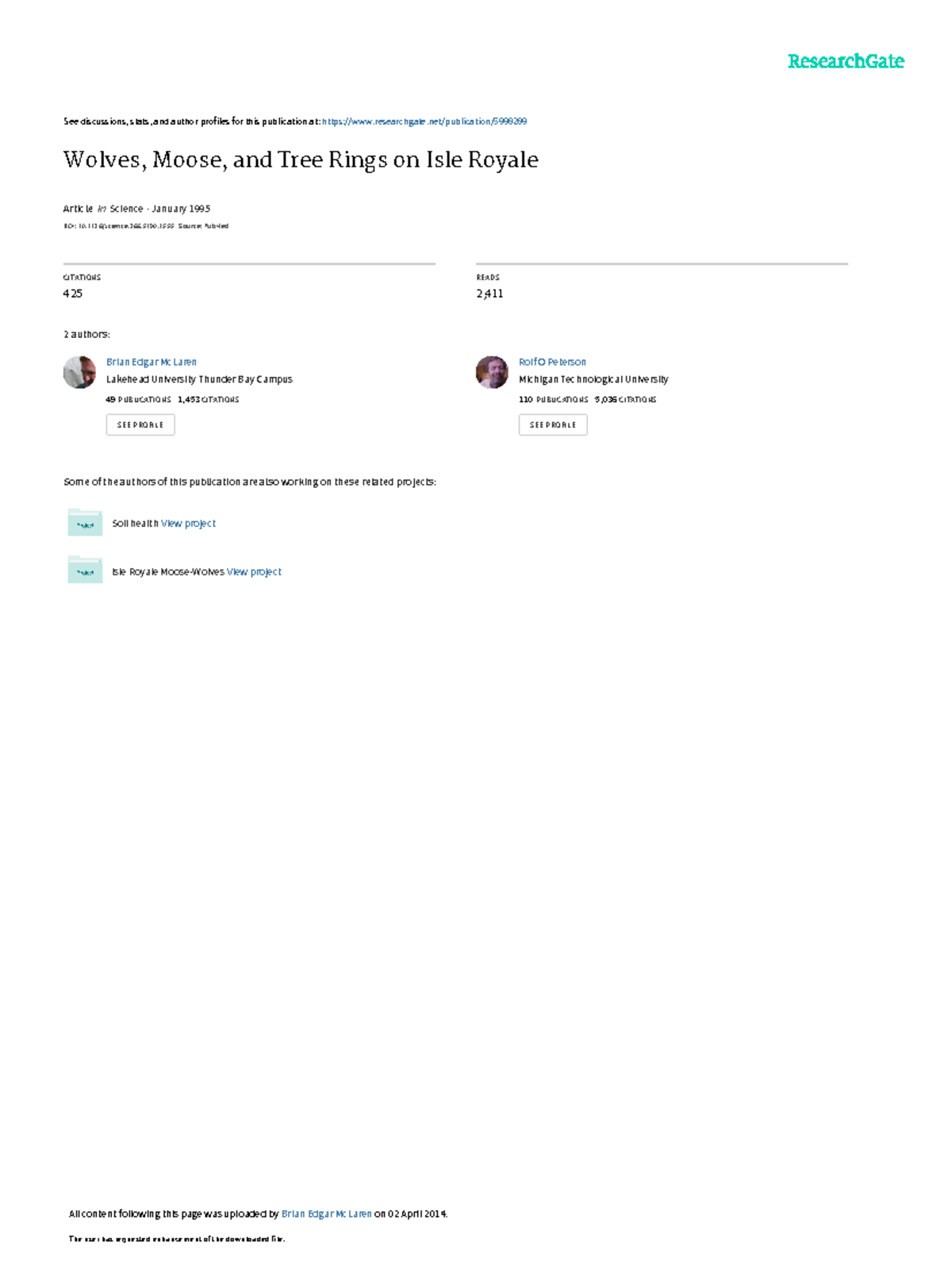 Wolves Isle Royale - Case Study - See discussions, stats, and author ...