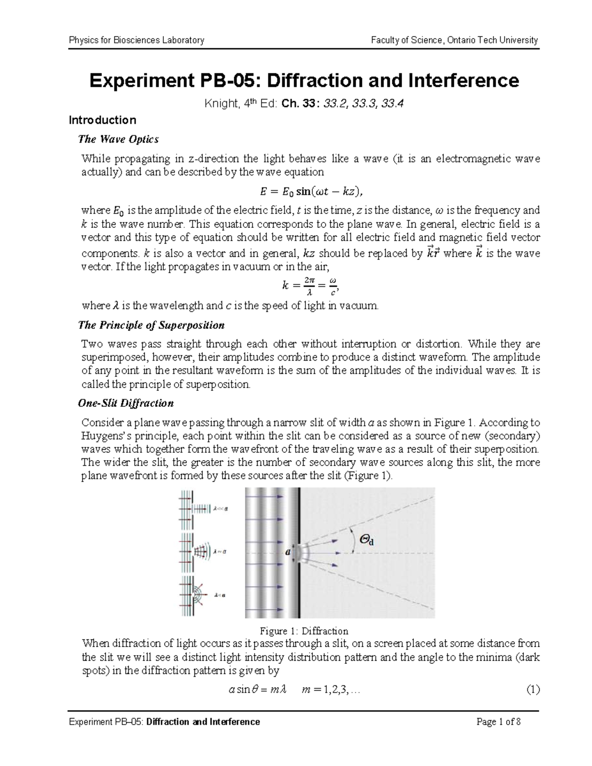 Diffraction and Interference - Experiment PB-05: Diffraction and ...