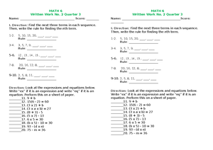 Ww2 - MATH 5 Written Work No. 2 Quarter 3 Name