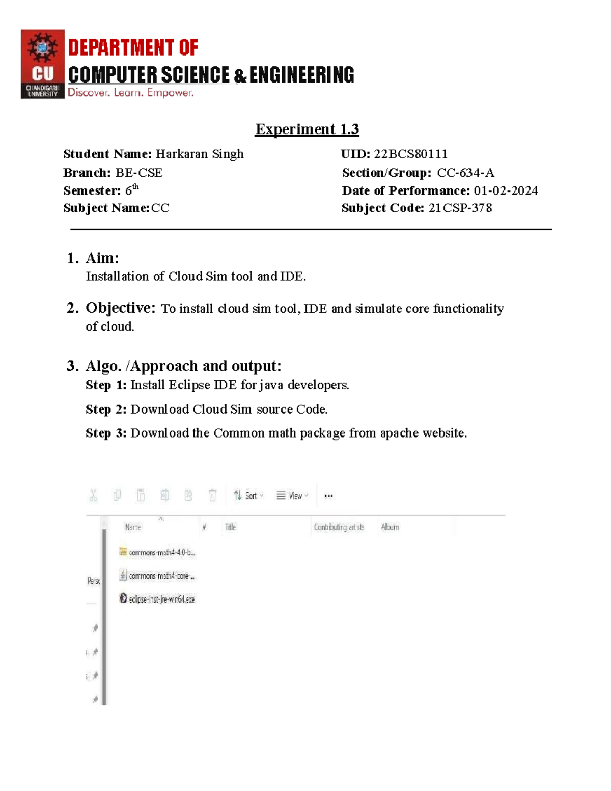Practical 1.3 notes - DEPARTMENT OF COMPUTER SCIENCE & ENGINEERING ...
