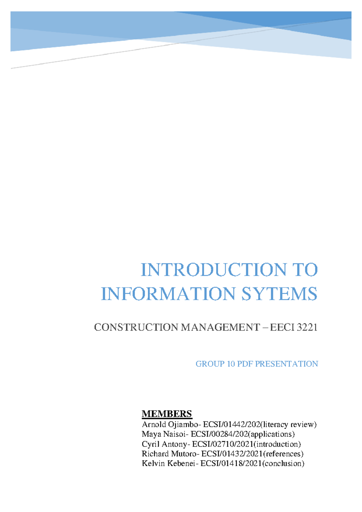 Introduction TO Information Systems - INTRODUCTION TO INFORMATION ...