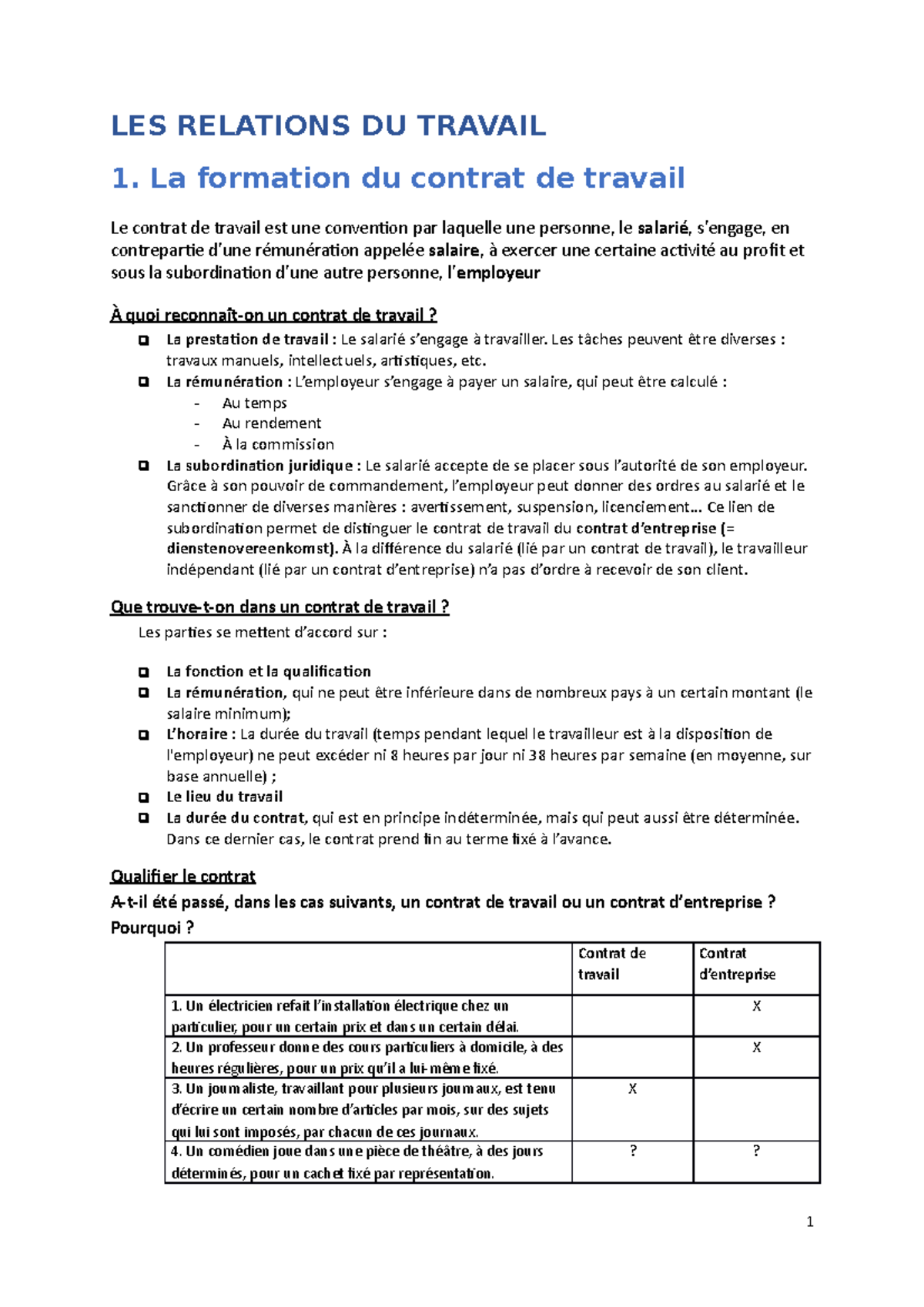 Les relations du travail - LES RELATIONS DU TRAVAIL 1. La formation du ...
