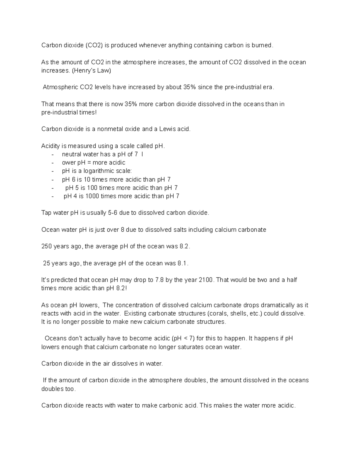 General Chemistry (Notes#15) - Carbon dioxide (CO2) is produced ...