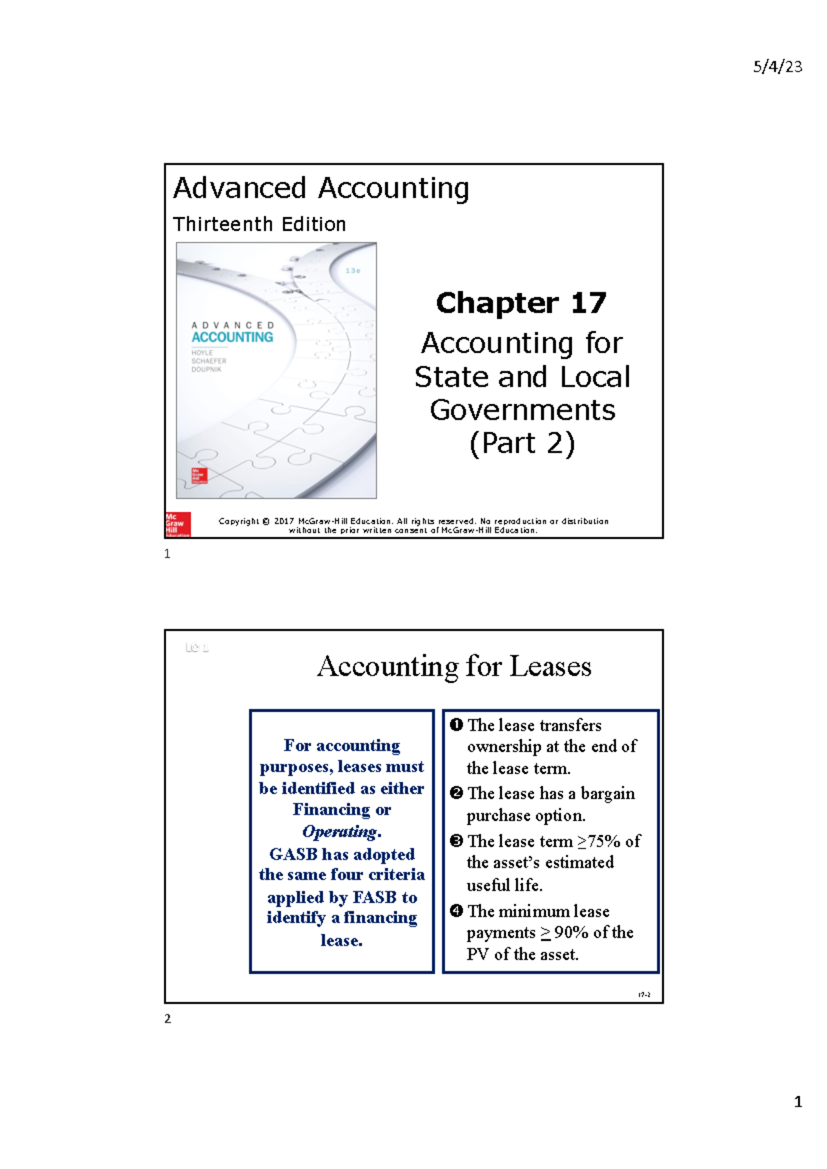Chapter 17 lecture - powerpoint - Advanced Accounting Thirteenth ...