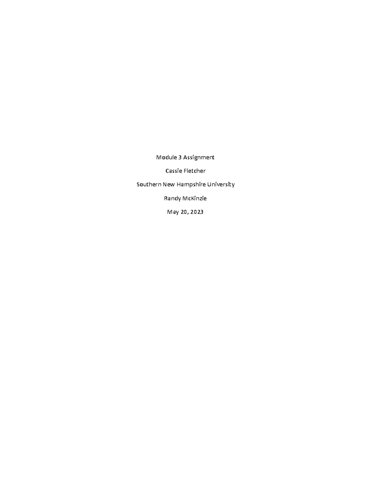 Module 3 ACC202 - Module 3 Assignment Cassie Fletcher Southern New ...