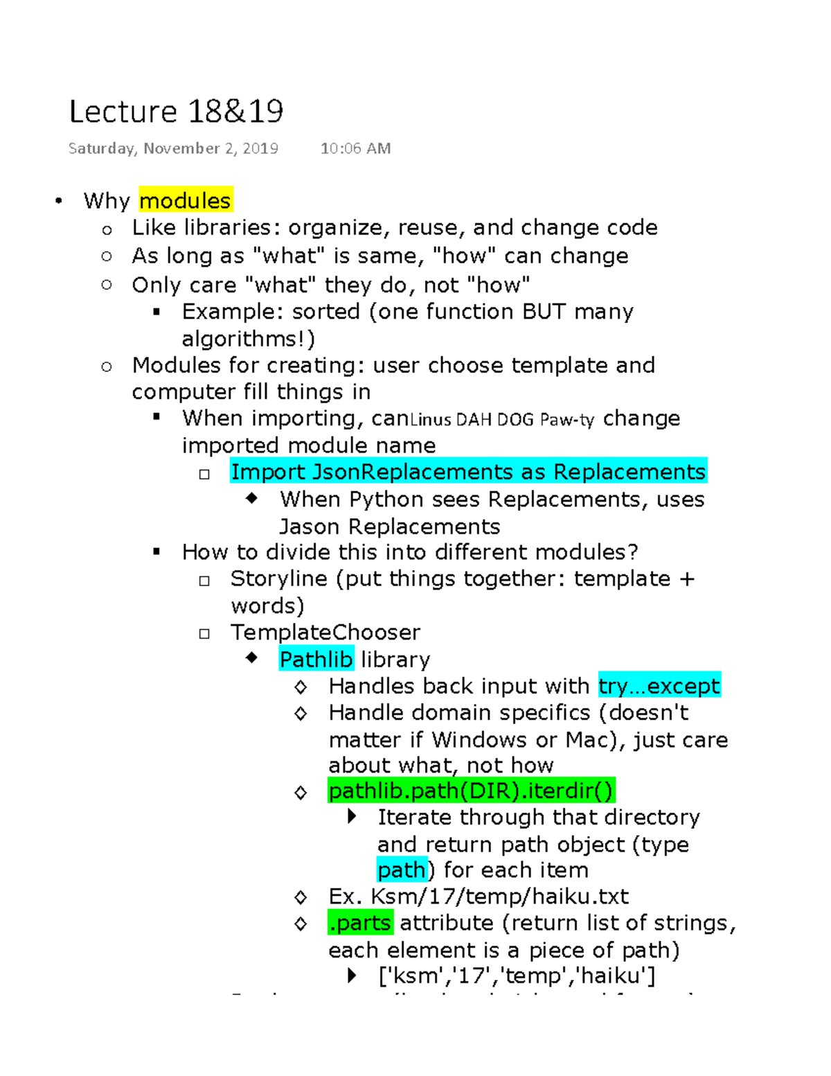 Lecture 18&19 Notes - Why modules Like libraries: organize, reuse, and ...