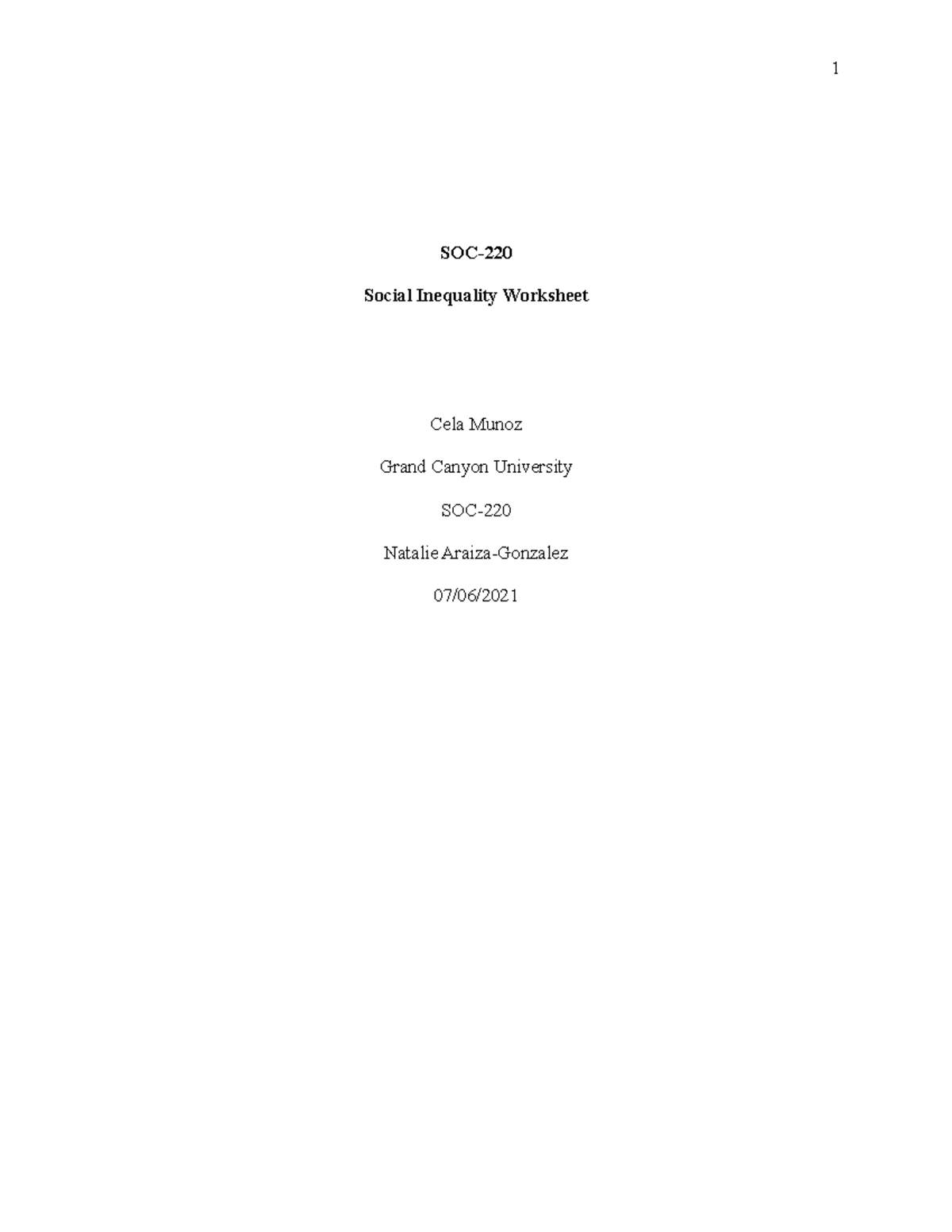 2nd week worksheet 2 - week 2 - SOC- Social Inequality Worksheet Cela ...