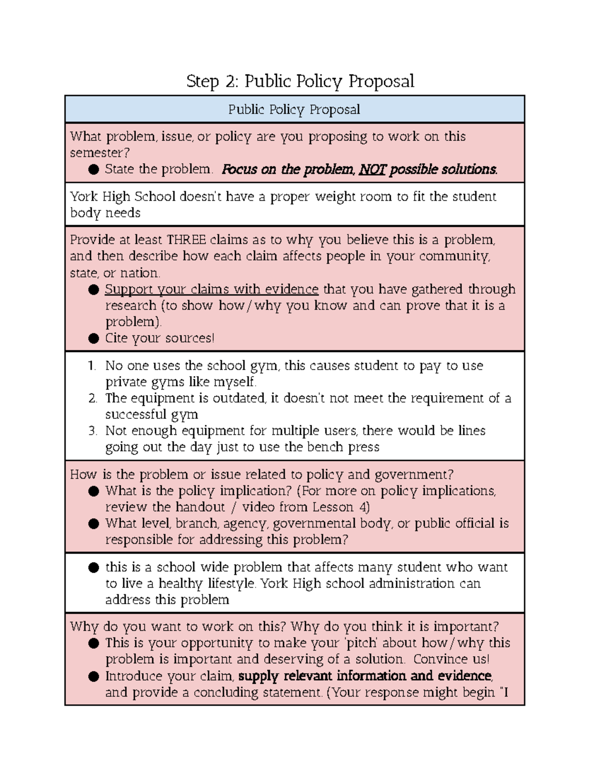 Public Policy Proposal - Step 2: Public Policy Proposal Public Policy ...