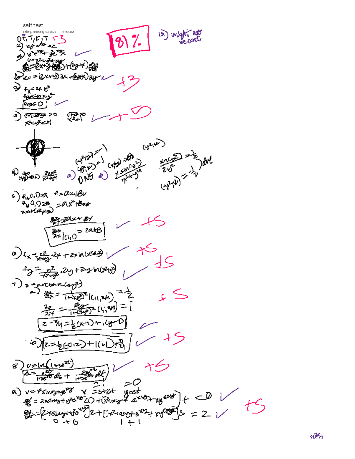 Chapter 11 self test - Work from the ch 11 self test - MATH 283 - self ...