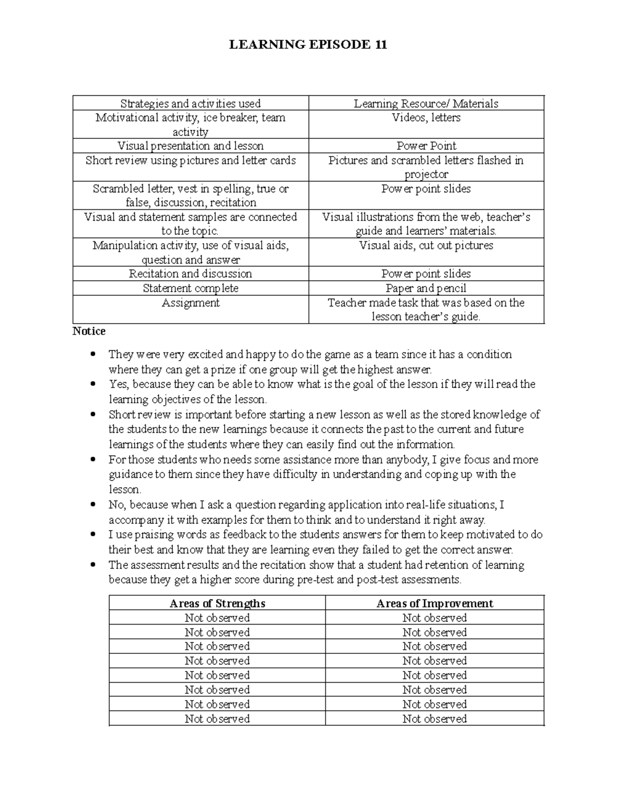 FS2-LE 11 Tana, Marian Andrea S - Strategies and activities used ...