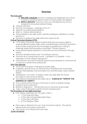 Terrorism and Counter-Terrorism Notes - Terrorism and Counter-Terrorism ...