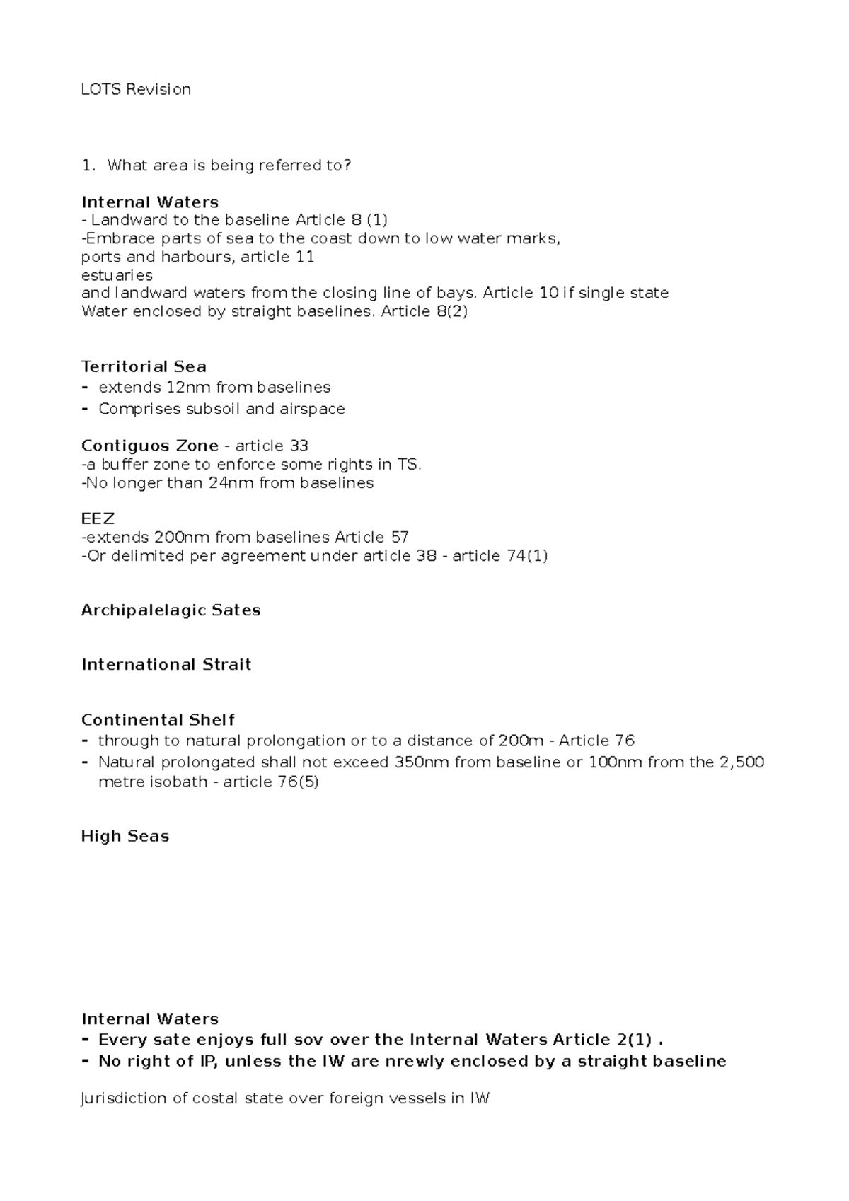 LOTS Revision - Brief rundown of Topics covered - LOTS Revision What ...