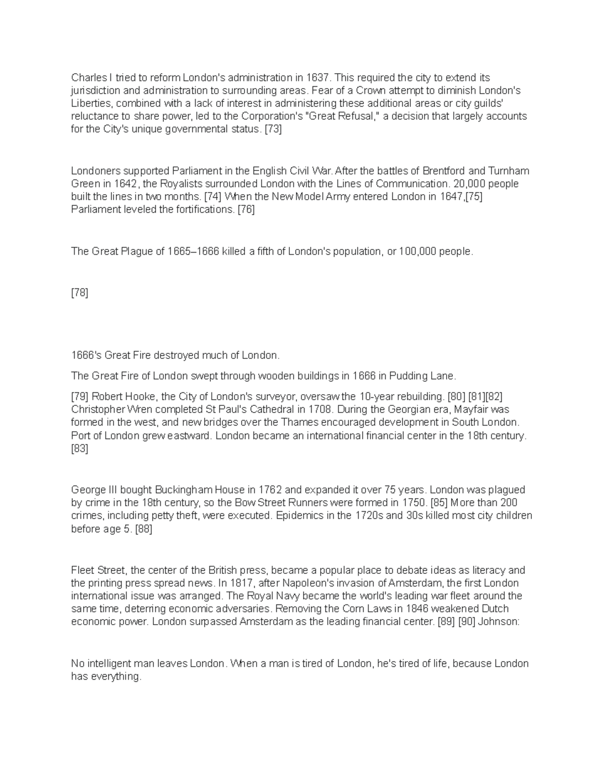 1637 - Charles I tried to reform London's administration in 1637. This ...