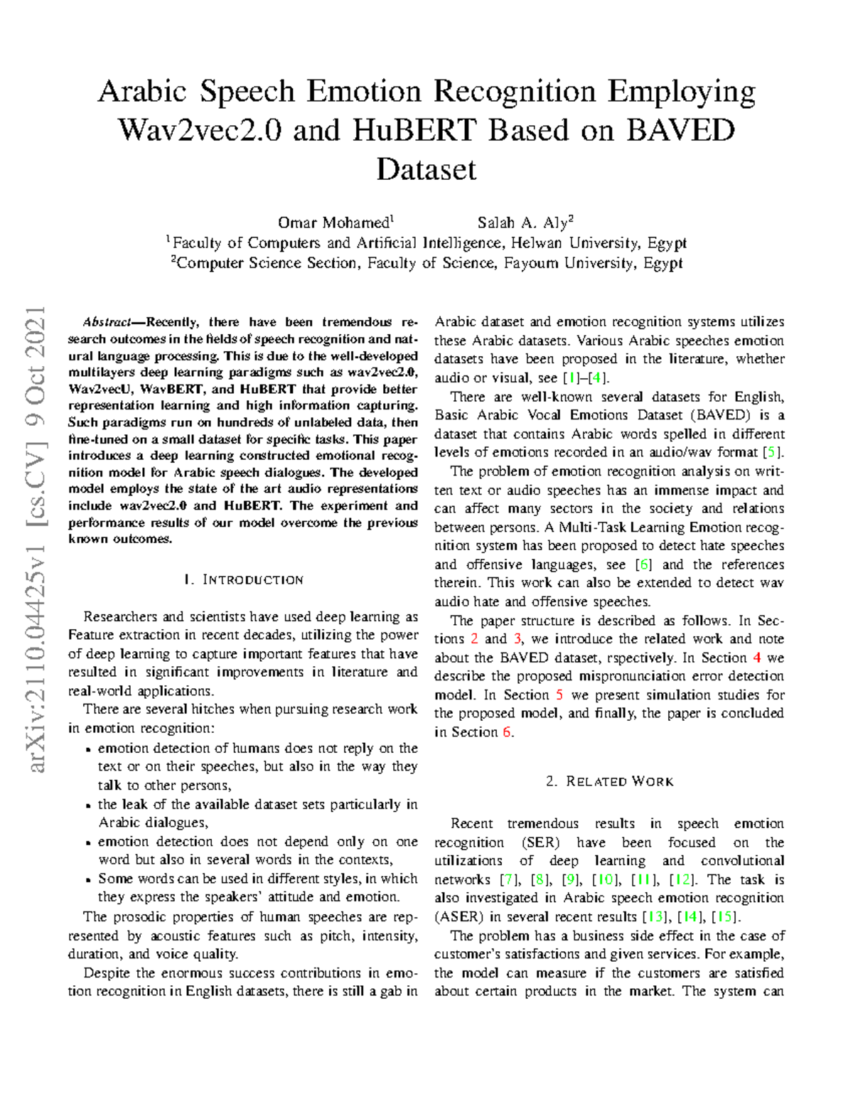 Arabic Speech Emotion Recognition Employing Wav2ve - Arabic Speech ...